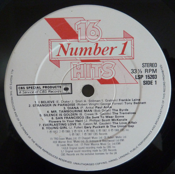 Various ‎– 16 Number 1 Hits