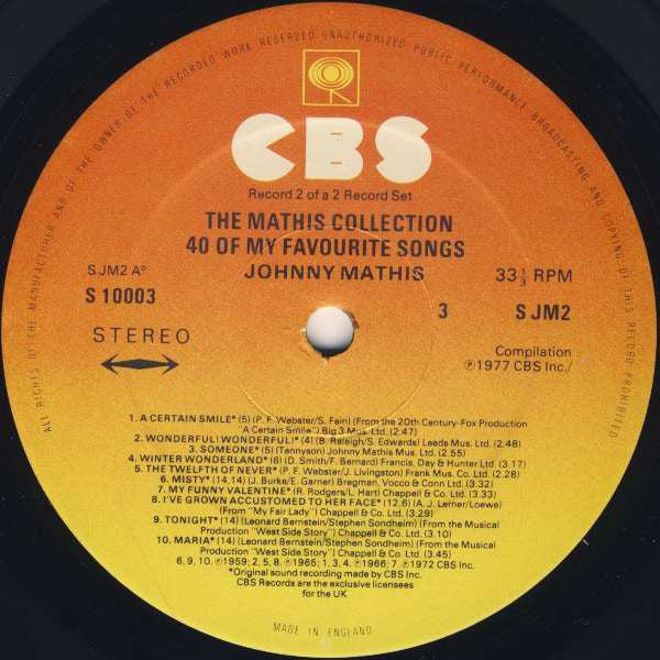 Johnny Mathis – The Mathis Collection (40 Of My Favourite Songs)