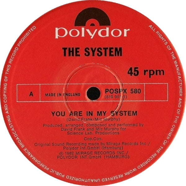 The System ‎– You Are In My System / Now I Am Electric